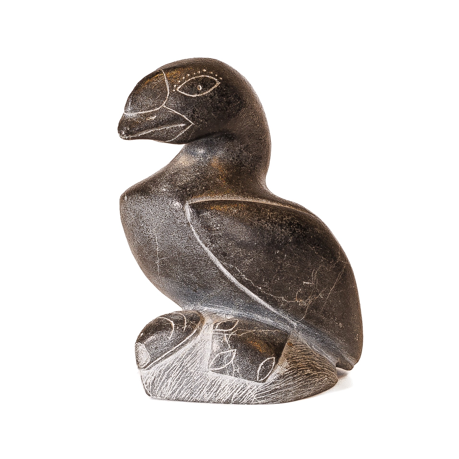 Allie Tuttu Amittu (Awp, 1926-1983) Carved Soapstone Bird & Mussel ...