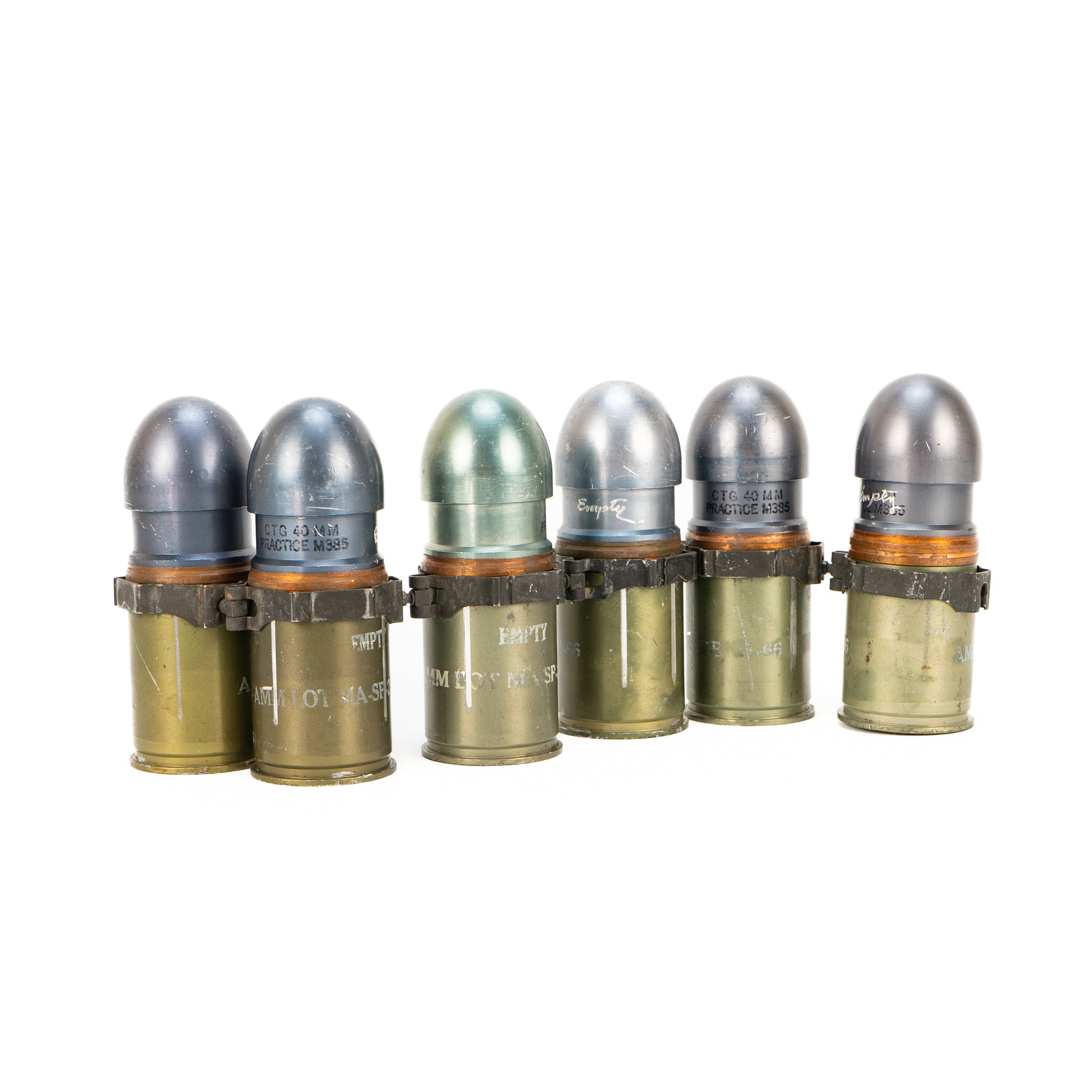 Set of 6 Linked Inert 40mm High Velocity M385 Target Practice Rounds ...